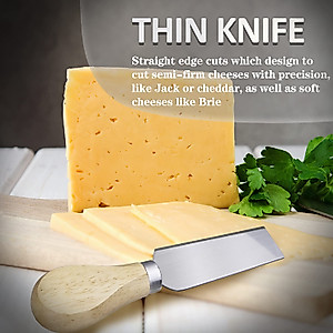 Tymoosty Cheese Knives, 4PCS Cheese Knife Set, Cheese Knives for Charcuterie Board with Wooden Handle, Mini Steel Stainless Cheese knife set