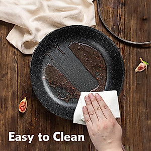 SNOWCLAD Non Stick Frying Pans,8 inch Granite Nonstick Frying Pan,Egg Pan Omelet Skillet,Chef's Pan Stone Cookware, PFOA Free,Induction Compatible