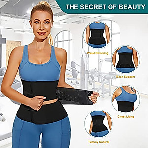 SUNACGO Waist Trainer for Women Workout Waist Cincher Trimmer 3 Segmented Underbust Corset Tummy Control Hourglass Body Shaper(Black, Medium)