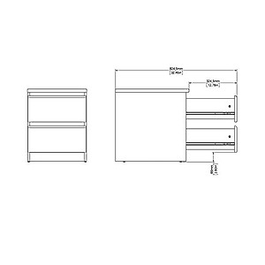 Home Square 3PC Set with 1 Nightstand 1 Chest and 1 Double Dresser in White Gloss