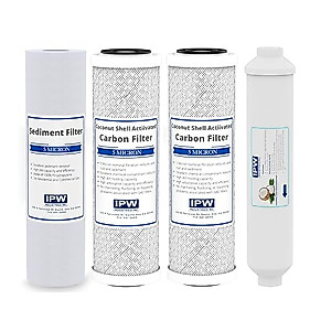 Compatible with Replacement Filter Kit for Watts RO-TFM-5SV RO System - Includes Carbon Block Filters, PP Sediment Filter & Inline Filter Cartridge by IPW Industries Inc
