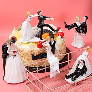 Wedding Cake Toppers, Resin Bride and Groom Figurine, Couple Romantic Funny Cake Decoration