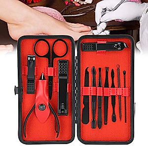 12pcs Manicure Set, Stainless Steel High Hardness Good Toughness Mens Grooming Kit, Easy to Carry Wear Resistance Pedicure Kit, for Nail File Polish