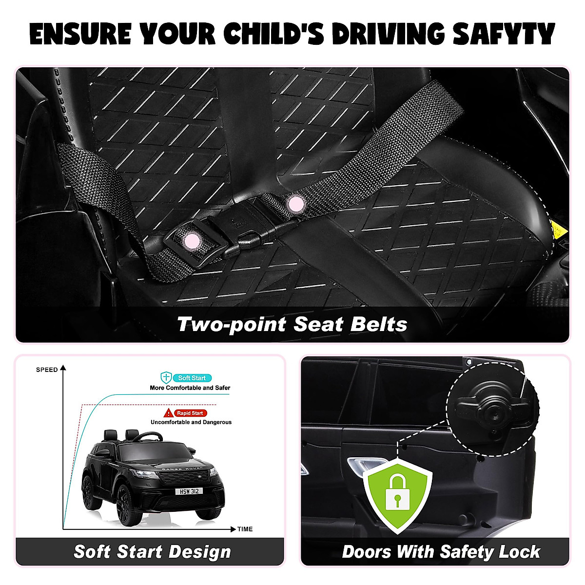 TOBBI 12V Licensed Land Rover VELAR Vehicle, Kids Ride On Car w/2.4G RC, 4 Wheel Suspension, LED, Music, for Boys Girls (White)