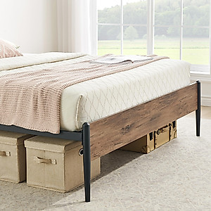 IDEALHOUSE 2024 Vintage 13 Inch Queen Bed Frame – 30 Minutes Assembly Metal Platform Bed Frame with Headboard and Footboard, Non-Slip, Noise-Free