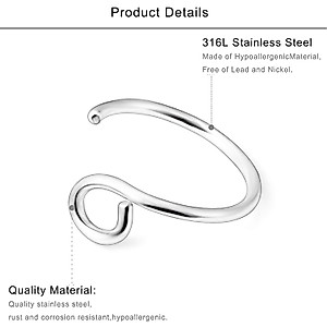 Lcolyoli Fake Nose Rings Hoop Surgical Steel Tribal Faux Clip On Earrings Nostril Hoop Ring Body Jewelry Piercing Women Men 20 Gauge 5/16"(8mm) 12 Pieces Silver-tone Rose Gold Black Rainbow