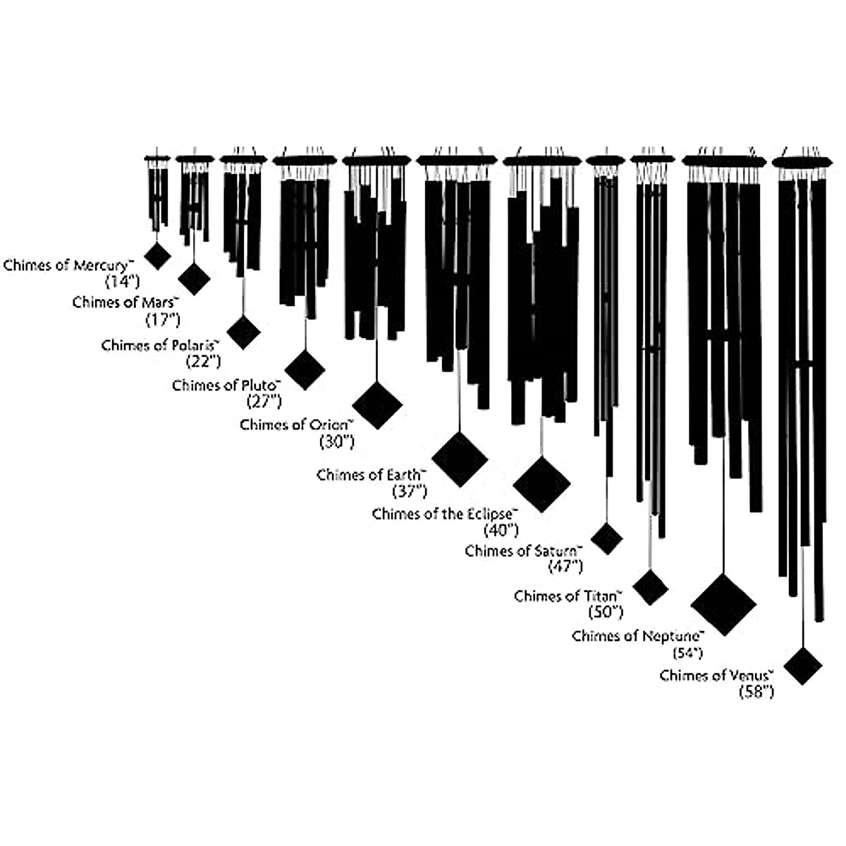 Woodstock Chimes Encore Collection, Chimes of Pluto, 27'' Black Wind Chimes for Outdoor, Patio, Home or Garden Décor (DCK27)