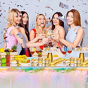4 Pack Iridescence Plastic Tablecloths Shiny Disposable Laser Rectangle Table Covers Holographic Foil Tablecloth Iridescent Party Decoration Birthday Bridal Wedding Christmas 54" x 108"(Laser)