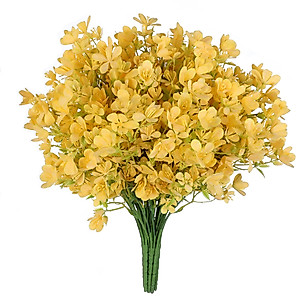 Grand Verde Yellow Plastic Flowers Artificial Bouquets Faux Wildflowers Real-Touch Plants DIY Home Decor Table Centerpiece Birthday Decoration, Bulk 10pcs