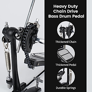 Bass Drum Pedal,Drum Pedal,Kick Drum Pedal with Hammer,Chain Drive Bass Pedal, Drum Practice Pad Instrument Accessories
