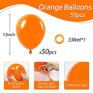 Awenztech Orange Balloons 12 inch, Orange Latex Balloons 50pcs Party Balloons for Graduation Halloween Fall Tropical Thanksgiving Birthday Party Decorations