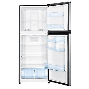 West Bend Apartment Refrigerator Freestanding Dual Door Design Fridge with Top Freezer, Adjustable Electronic Control and Frost Free Defrost, for Condo, House, Small Kitchen Use, 10.1 Cu.Ft, Metallic
