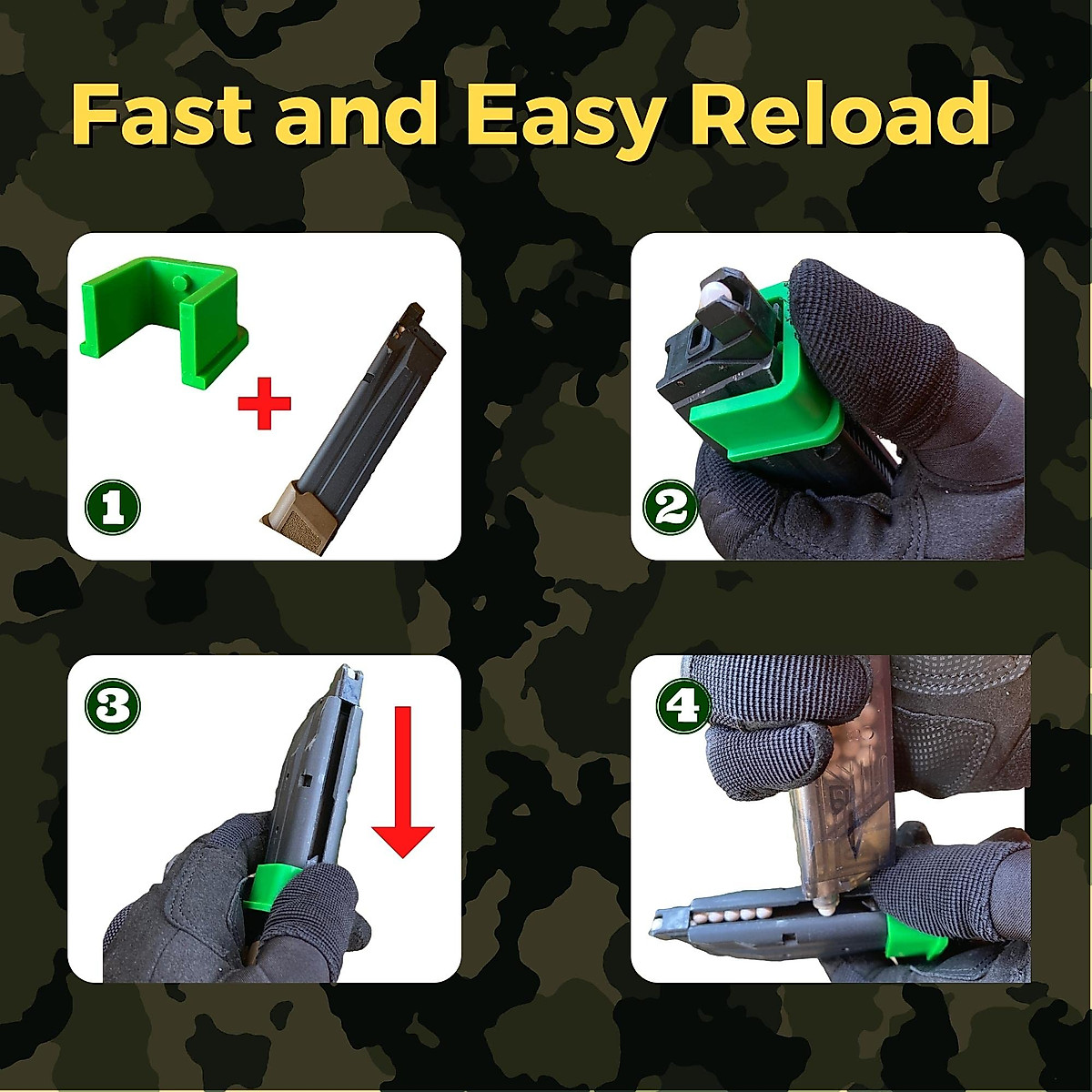 Airsoft Speed Loader for Pistol Magazines Quick and Easy Reload (Green)