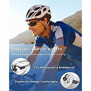 Guudsoud Bone Conduction Headphones,Bluetooth Open Ear Headphones,Wireless Sports Headset Waterproof Sweatproof with Mic Induction Conducting Earphones for Running Cycling Workout Gym Driving