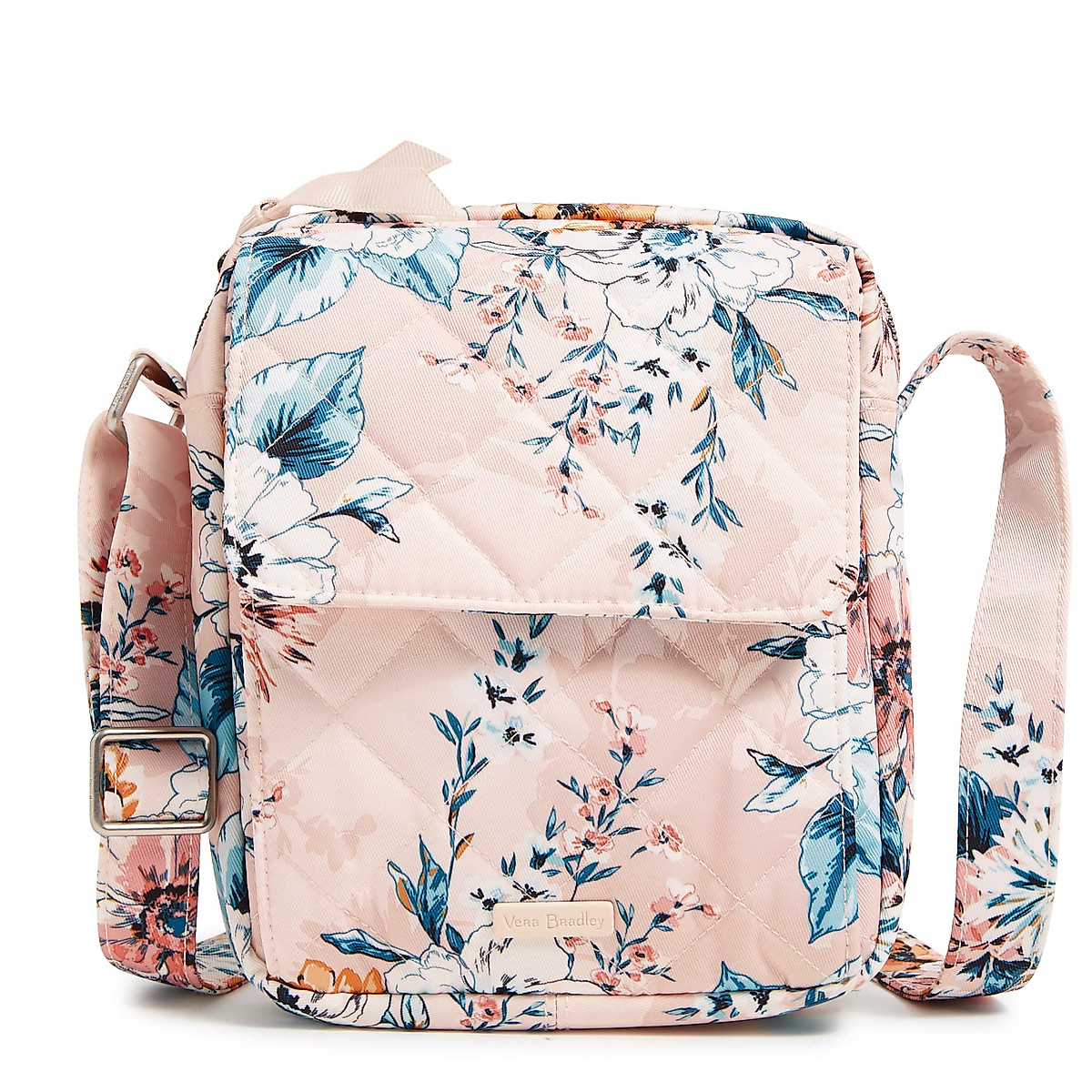 Vera Bradley Women's Performance Twill Small Crossbody Purse, Peach Blossom Bouquet, One Size