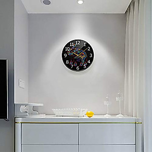 ALAZA Ethnic Folk Art Indian Elephant Acrylic Painted Silent Non-Ticking Round Wall Clock, 9.5 Inch Battery Operated Quiet Desk Clock Home Art Bedroom Living Dorm Room Office School Decor