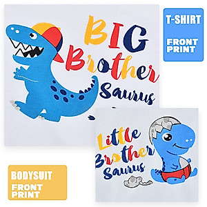 WAWSAM Big Brother Little Brother Matching Outfits Big Bro Little Bro Sibling Shirt Set Dinosaur Matching Outfit Gifts Included Big Bro. T Shirt Lil Bro Bodysuit Set