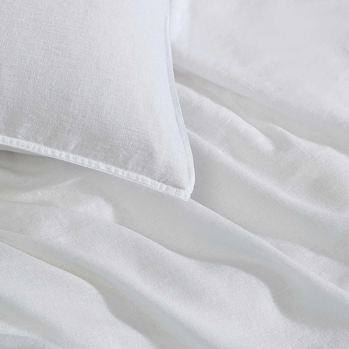 Calvin Klein - Queen Duvet Cover Set, Soft Linen Blend Bedding, Pre-Washed Home Decor for Extra Softness (Soft Linen White, Queen)