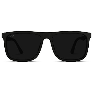 WearMe Pro Polarized Flat Top Narrow Square Mens Sunglasses (Matte Black/Black Lens)