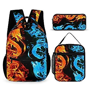 Ice & Fire Dragon Backpack, Stylish Laptop Bag Durable Dragon Daypack with Multiple Pockets, Classic Shoulders Backpack(Ice & Fire Dragon)