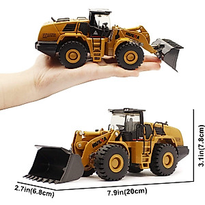 Gemini&Genius Mechanical Loader Toy, Construction Vehicle Wheeled Loader 1/50 Scale Skid Steer Loader Toy, Bulldozer Shovel Engineering Vehicle Alloy Models for Kids, Collection and Decoration House