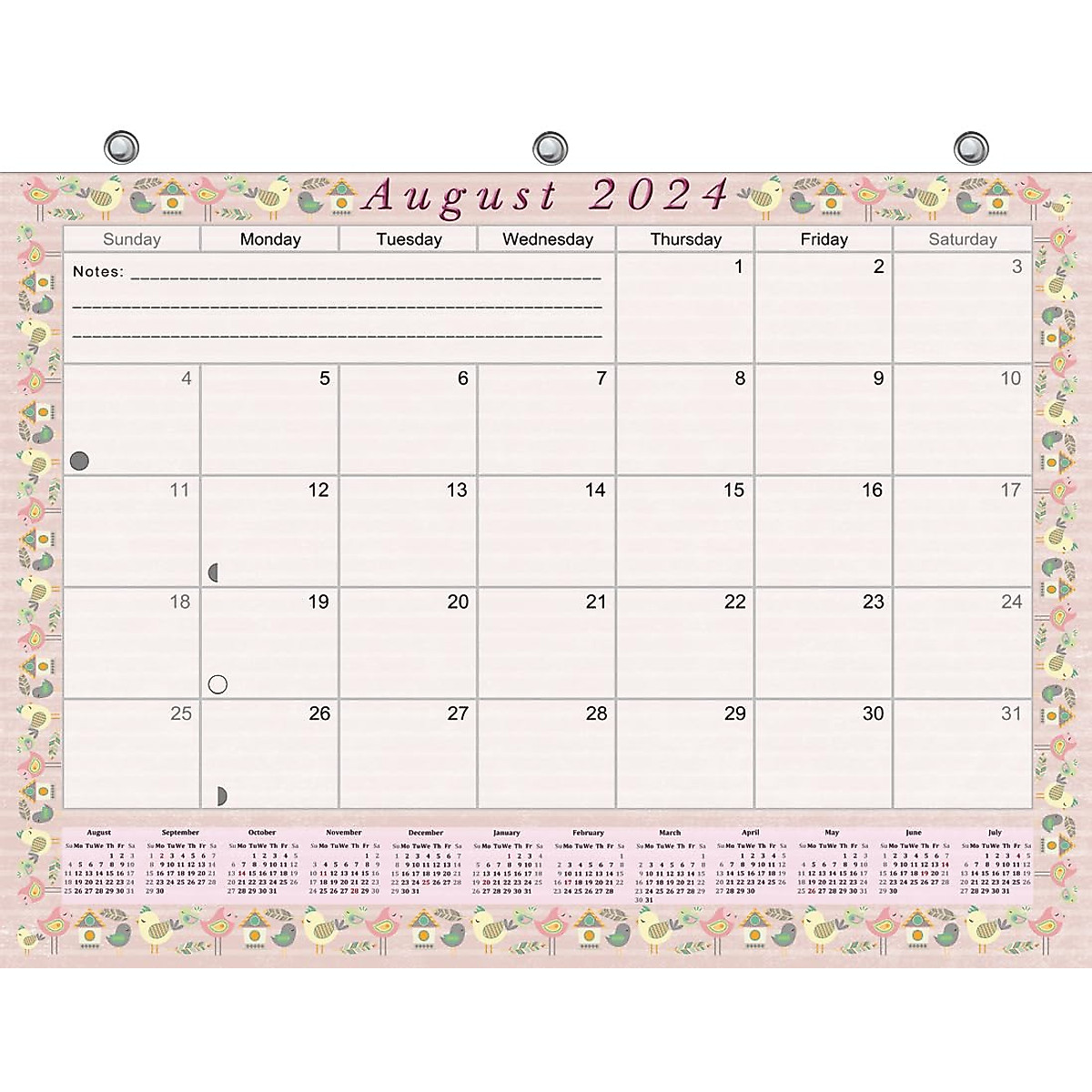 2024-2025 Academic Year 12 Months Student Calendar/Planner for 3-Ring Binder, Desk or Wall -v002