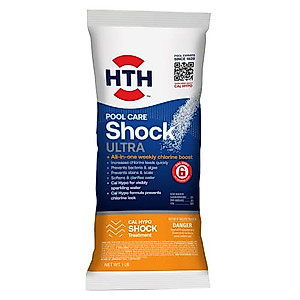 HTH Pool Care Shock Ultra, Swimming Pool Chemical Prevents Bacteria, Algae, Stain & Scale, Cal Hypo Formula, 1 lb