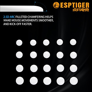 ESPTIGER Gaming Mouse Skates ICE - V2 Skates DIY Dots Universal All Models Replacement Mouse Feet 2.5D Edge Treatment Smooth PTFE Material 3M adhesive - White