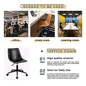 Homall Mid Back Office Chair PU Leather Computer Desk Chair Adjustable Swivel Task Chair Armless (Black)