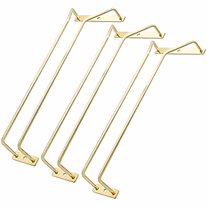 zoohot 12-Inch Gold Wine Glass Rack, Under Cabinet Wine Glass Holder Stainless Steel Stemware Rack - Hanging Stemware Holder for Cabinet Kitchen Bar, Set of 3