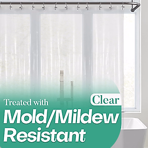 Mrs Awesome Shower Curtain Liner with Magnets: 72 x 72 Clear PEVA Plastic Shower Curtain for Bathroom, Lightweight & Waterproof, 72 x 72, Clear