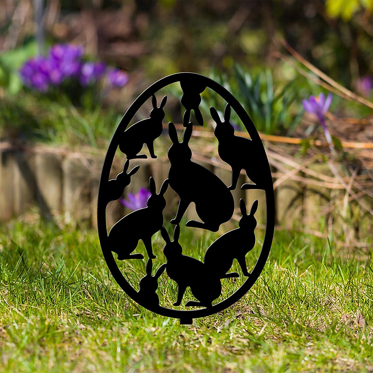 Blank Yard Signs with 12 X 18 Easter Garden Decorations Easter Egg Gnome Rabbit Ground Insert Decoration Acrylic Hollow Animal Figurines Yard Insert Black Chain Link Fencing Roll 9 (Black, One Size)