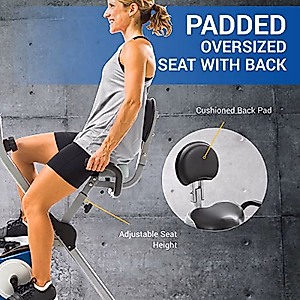 XTERRA Fitness Folding Exercise Bike, 225 LB Weight Capacity, Cordless, Battery Powered with Solid X-Frame Folding Design, Padded Seat and Handlebars, Adjustable Foot Straps, 8 Levels of Resistance