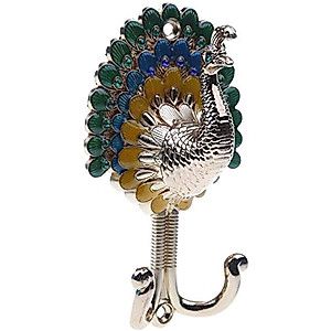 2pcs Peacock Metal Double Hanger Hook Double Head Wall-Mounted Coat Towel Hanger Hook - Gold