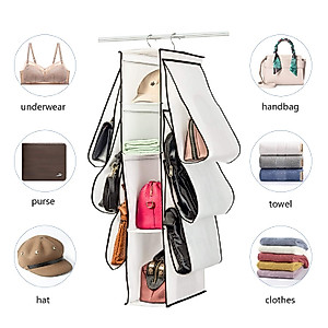 SAVERHO Hanging Purse Handbag Organizer,Closet Purse Handbag Organizer for Wardrobe Space Saving Closet Organizers System with 10 Compartments Handbag Holder (White)
