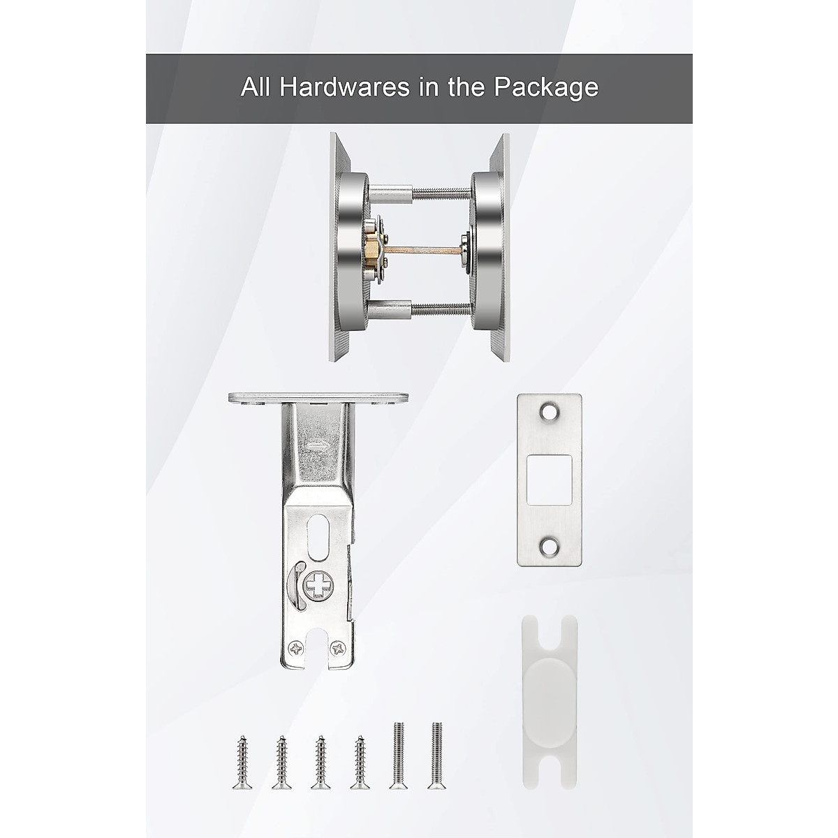 goldenwarm Pocket Door Lock, Satin Nickel Contemporary Privacy Square Pocket Door Hardware, Silver Sliding Pocket Door Lock(1 Pack)