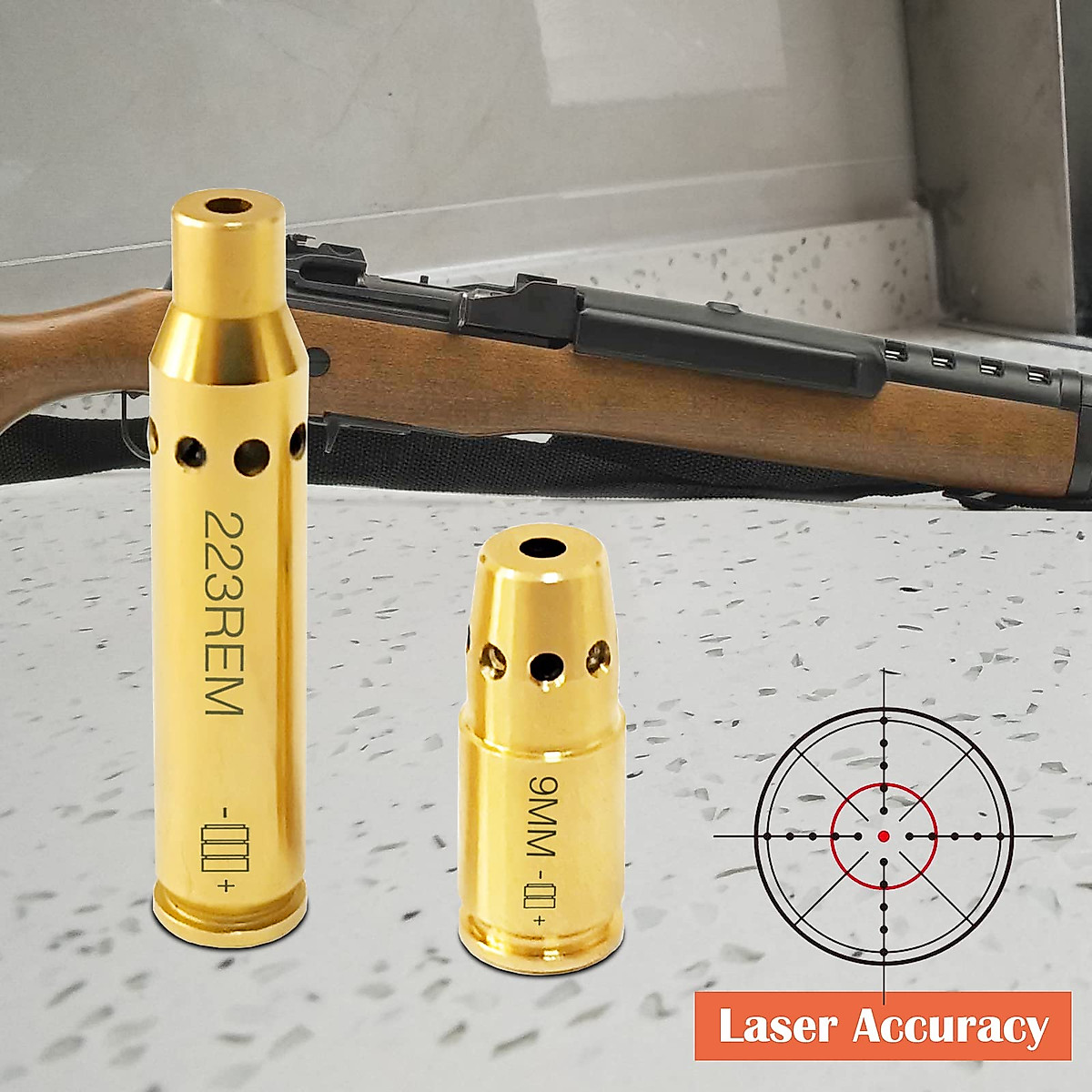 Bayattoo Bore Sight 223REM and 9mm Laser Sight Red Dot Boresighter with 9pcs Batteries (5.56MM+9MM)