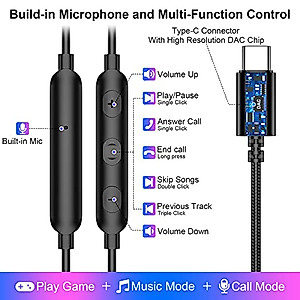 TITACUTE USB C Headphone Wired Earbuds for Samsung A53 A54 S23 S22 S21 S20 Galaxy Z Flip 5 Fold 4 in-Ear Noise Canceling Type C Earphone with Microphone for iPad 10 Pro Pixel 6 6a 7 7a OnePlus Rainbow