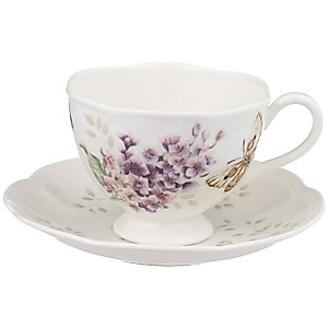 Lenox Butterfly Meadow Orange Sulphur 8-Ounce Porcelain Cup and Saucer Set -