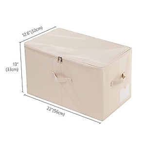 iwill CREATE PRO Pack of 2, Zip Lidded Wardrobe Storage Bins,Collapsible Fabric Storage Boxes for Clothing, Bedding, Toys, Blankets Organizer, Foldable & Washable, Beige