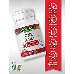 One Daily Multivitamin | 100 Mini Tablets | Non-GMO & Gluten Free Supplement | for Men and Women | by Nature's Truth