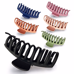 The Xpressory Large Hair Claw Clips For Thick Hair - 6 Pack Big Non Slip, Easy to Use, Stylish, Matte Hair Clips For Women's Thick, Thin, Curly, Long & Neutral Hairs