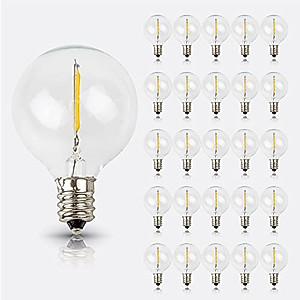 Newhouse Lighting 25 Pack LED Clear G40 Globe Light Bulbs for Outdoor String Lights Fits E12 and C7 Base 1.5 Inch Light Bulbs G40 Replacement Bulbs for Patio Lights (G40LED25)