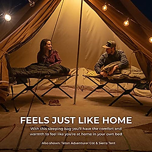 TETON Sports Fahrenheit Mammoth 0F/-18C Queen-Size Double Sleeping Bag; Warm and Comfortable; Double Sleeping Bag Great for Family Camping; Compression Sack Included Grey