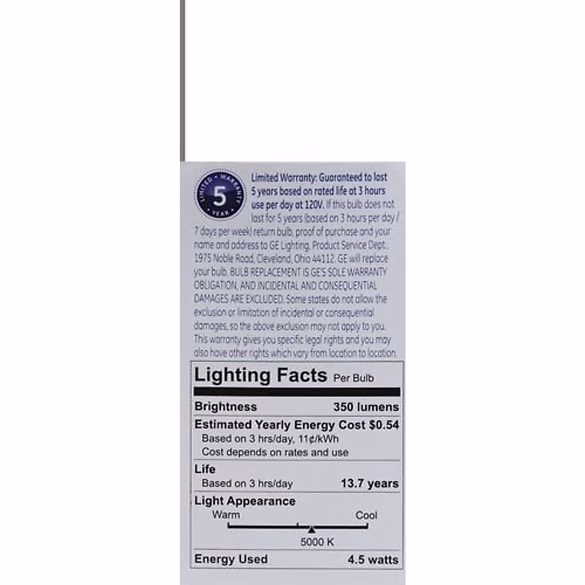 GE LED Light Bulbs, Refrigerator or Freezer Light Bulb, 4.5 Watt, Daylight (1 Pack)