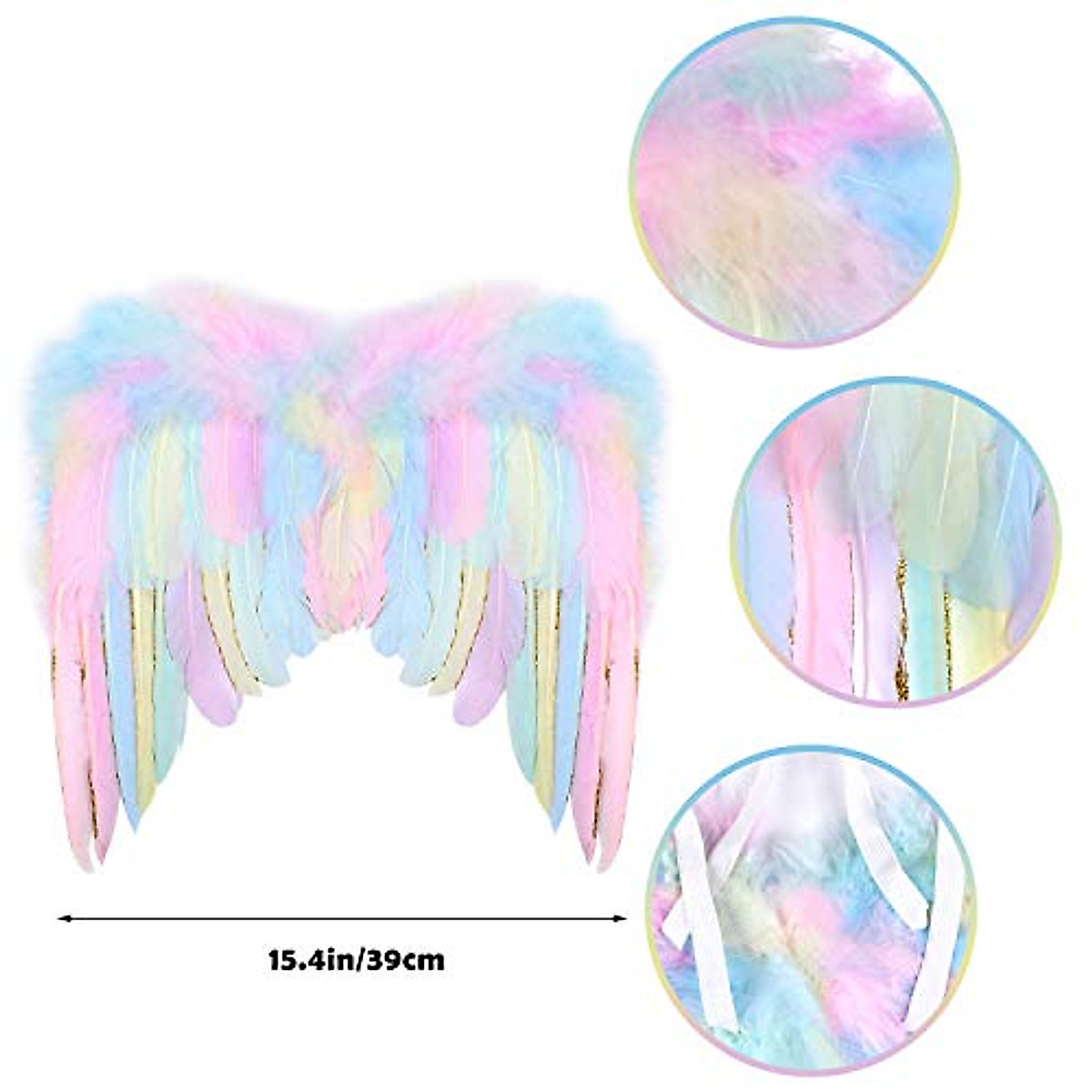Girls Unicorn Wings with Headband Cute Feather Angel Wings Halloween Costume Accessories Cosplay Dress up Birthday Decorations