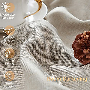 JINCHAN Linen Textured Curtains for Living Room Darkening Bedroom Curtains Thermal Curtains Linen Look Thermal Insulated Curtains Grommet Top Window Drape, W52 x L96, Greyish Beige Curtain 1 Panel