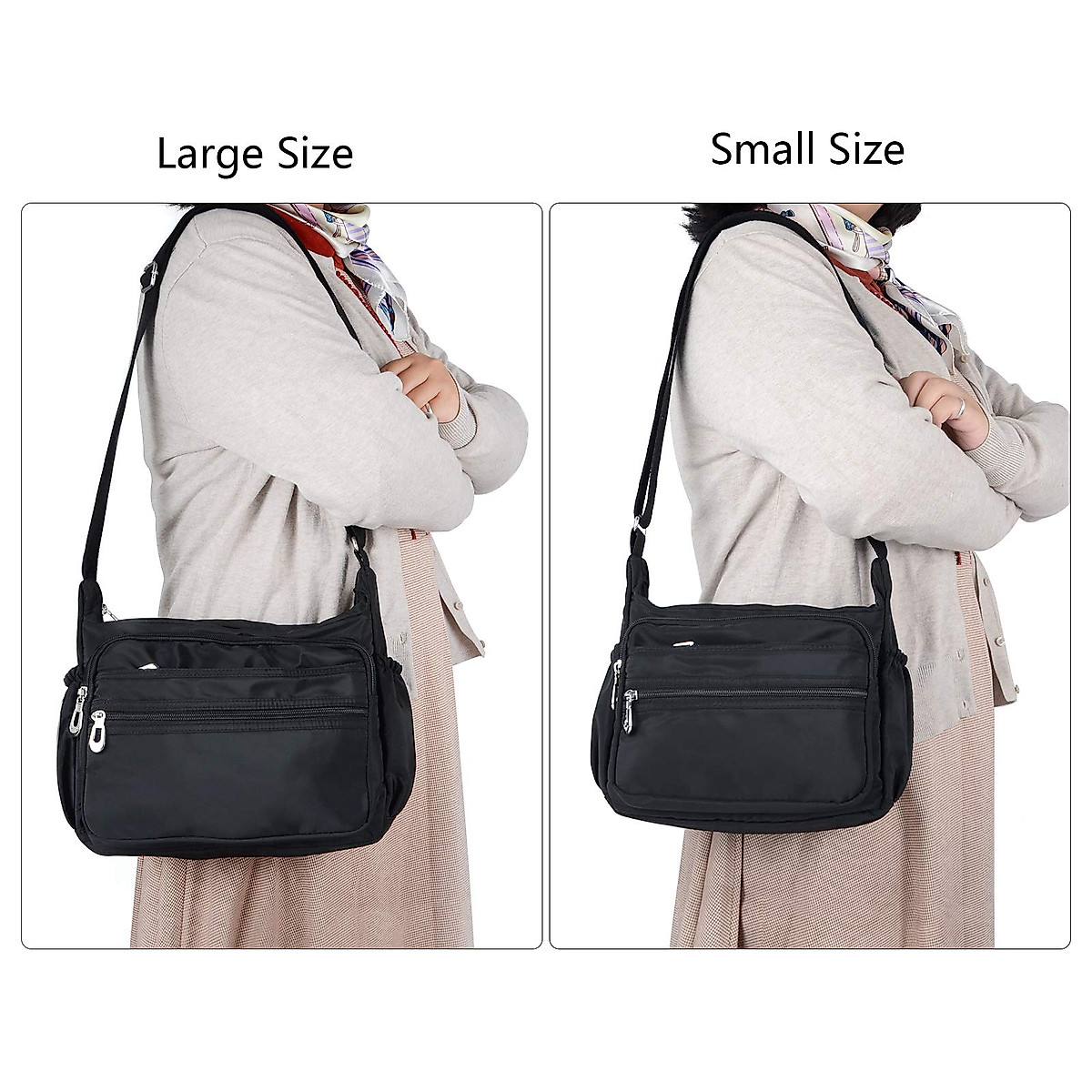Crossbody Bag for Women Waterproof Shoulder Bag Messenger Bag Casual Nylon Purse Handbag (Small, Black)