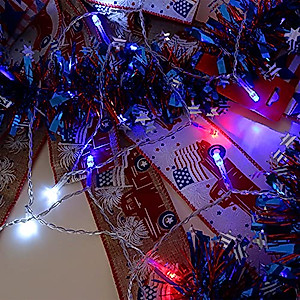 YAOZHOU 4th of July Decorations Patriotic Lights-Red White and Blue String Lights Indoor, 200LED 66FT Outdoor, 8 Modes for Christmas, Independence Day, Bedroom, Garden, Patio, Yard