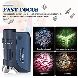 Pocket Microscope 60X-120X, Portable Handheld Microscope for Kids, Mini Microscope with 5pcs Microscope Slides for Learning, Education and Exploring